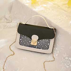 Crossbody Bags for Women Small Shoulder Handbags Soft PU Leather Cross Body Purse Casual Crossover Phone Messenger Bags(Quilted Crossbody Bags for White)