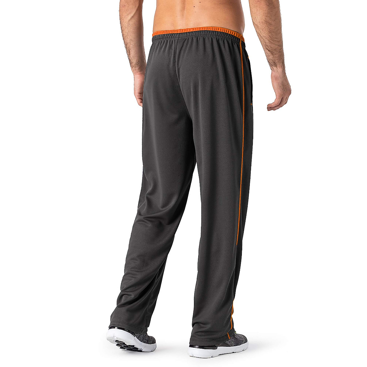 MAGNIVIT Workout Pants for Men Athletic Basketball Soccer Warm Up Pant with Pockets Grey/Orange
