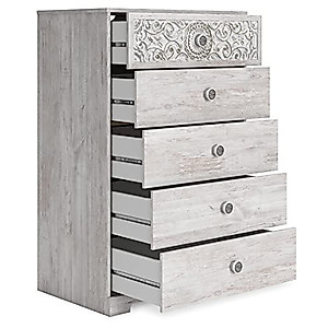 Signature Design by Ashley Paxberry Bohemian 5 Drawer Chest of Drawers, White
