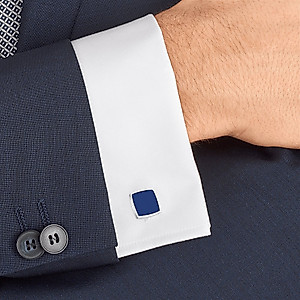 Mr.Van Blue Opal Cufflinks Platinum Plated Cuff Links Set Gemstone Reiki jewelry