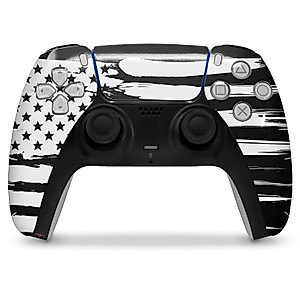 WraptorSkinz Skin Wrap compatible with Sony PS5 DualSense Controller Brushed USA American Flag (CONTROLLER NOT INCLUDED)