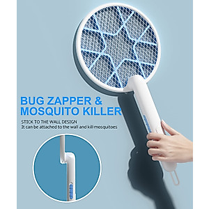 MOSQZAP Electric Fly Swatter 2 Pack, Foldable Bug Zapper Racket USB Rechargeable Fly Zapper Mosquito Zapper Racket w/Hands-Free & Handhold Modes, Outdoor/Indoor Killer for Flies, 3,500 Volt