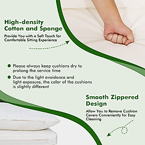 Tangkula 5 Piece Outdoor Patio Furniture Set, Patiojoy PE Wicker Conversation Set with Solid Acacia Wood Tabletop and Soft Cushions, Patio Sectional Sofa Furniture Set for Garden, Poolside (Off White)