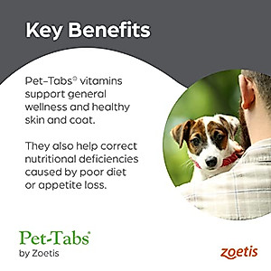 Pet-Tabs Multivitamin and Mineral Supplement for Puppies and Dogs of all Life Stages, Chewable Tablet, 180 Count Bottle