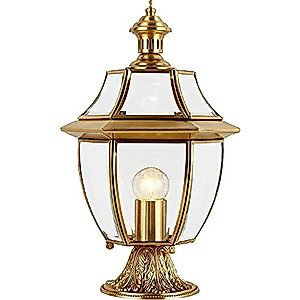zeyujie Park Roadside Lawn Lamp American Mini Light Luxury Outdoor Column Lamp Full Bronze Waterproof Column Head Lamp Home Courtyard Fence Lamp Post Garden Decoration E27 Column Lamp