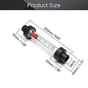 Othmro 0.2-2GPM Organic Glass Panel Type Water Flow Meter LZT-15G (LZS-15D DN15)