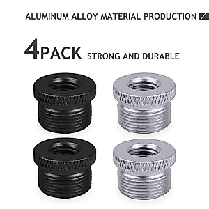 4 Pack Screw Thread Adapter, 5/8" Male to 3/8" Female Mic Screw for Blue Yeti/Blue Snowball/Blue Yeti X Microphone Stand Mount by Frgyee (Black & Silver)