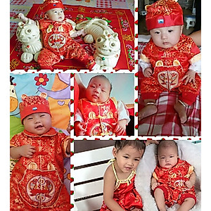 CRB Fashion Baby Newborn Boy Girls Chinese New Years Asian Shirt Outfit … (2 to 4 Months, Short Sleeves Dragon)