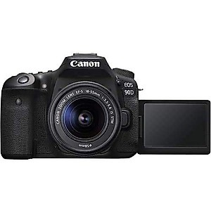 Canon EOS 90D DSLR Camera w/Canon 18-55mm STM Lens Kit + Pro Photo & Video Accessories Including 128GB Memory, LED Light, Condenser Micorphone, 60" Tripod & More