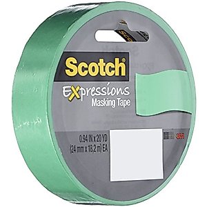 Scotch Expressions Masking Tape, .94 in x 20 yd, 6 Rolls/Pack, Mint Green (3437-MNT-ESF)
