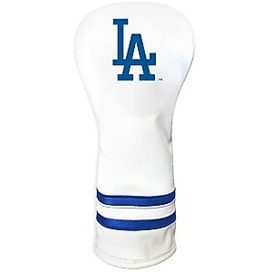 Team Golf MLB Los Angeles Dodgers White Vintage Fairway Head Cover White Vintage Fairway Golf Club Headcover, Form Fitting Design, Retro Design
