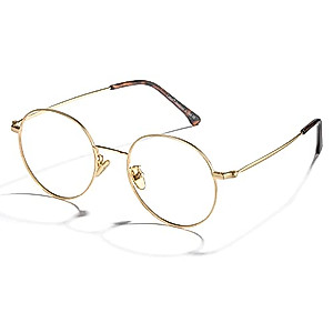 Cyxus Blue Light Glasses for Women Round Wire Frame UV Blocking Filter Computer Glasses Men Clear Lens Metal Eyewear Ultralight Relieve Digital Screen Eye Strain, Headache
