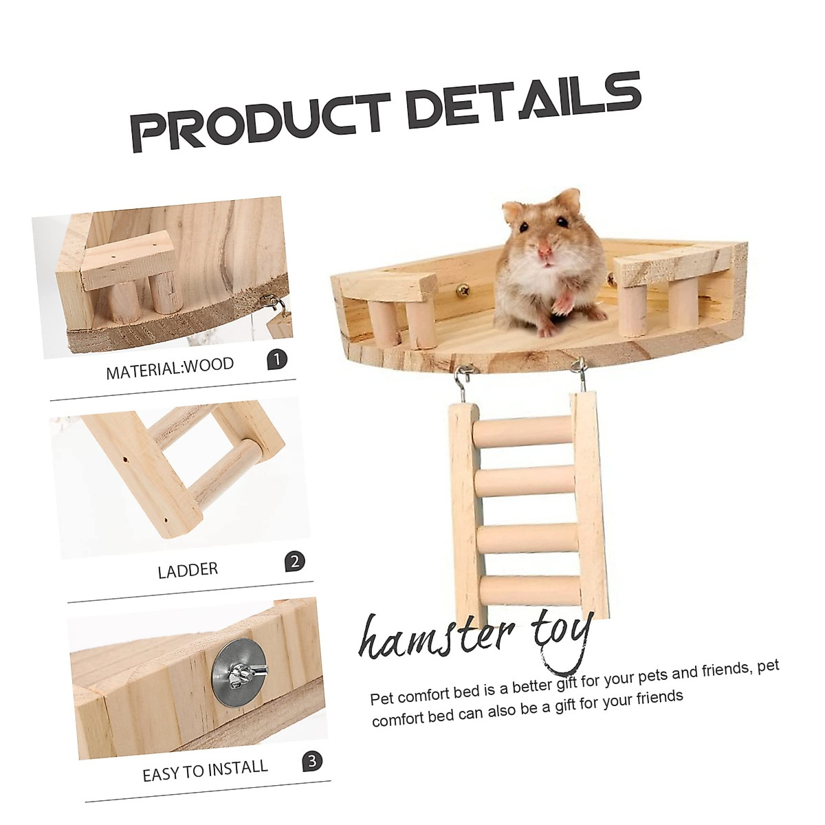 1 Set Hamster Stand Decorative Hamster Toy Wooden Chinchilla for Pet Household Chinchilla Toy Household Rat Plaything Delicate Hamster Platform Interesting Rat Plaything