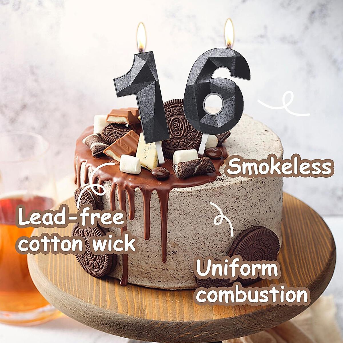 Number 11 Candles,11th Birthday Candles, Black Happy Birthday Candle for Cake,3D Design Cake Topper Decorations for Boy Man Pet Birthday Party Wedding Anniversary Celebration Supplies (Black, 11)