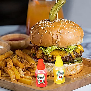 RONRONS 4 Pieces Mini Ketchup Bottles for Bento Box Accessories, 25ml Mini Condiment Squeeze Bottles Plastic Sauce Bottles Containers Empty Ketchup and Mustard Syrup Dispenser for Kids Adults