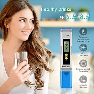 PH Meter, Digital PH Meter, PH Meter for Water, PH Tester 0.01 PH High Accuracy Water Quality Tester with 0-14 PH Measurement Range, PH Meter for Household Drinking Water, Aquarium, Swimming Pool, Spa