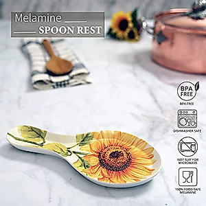 UPware Melamine Spoon Rest Spoon Holder Kitchen Utensil Holders 9.625 Inch for Kitchen Counter Dining Table (Sunflower)
