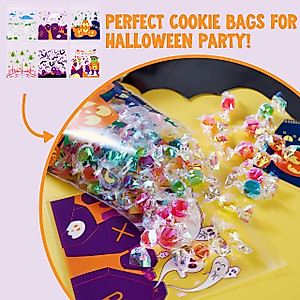 JOYIN 150 PCS Halloween Cellophane Treat Bags, Halloween Clear Self-adhesive Candy Bags, Halloween Plastic Cookie Bags for Trick or Treat, Halloween Goodie Bags for Party Favor Supplies