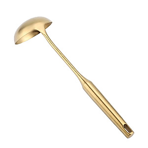 Stainless Steel Ladle Spoon Kitchen Turner, Big Soup Ladle Useful Kitchen Turner Cooking Tool Utensil Tool (Soup Ladle-Gold)