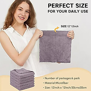 SUNLAND Microfiber Face Cloth Reusable Makeup Remover Facial Cleansing Towel Ultra Soft Face Washcloth 12inchx12inch 6 Pack Dpurple