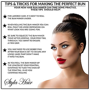 Styla Hair Magic Bun Maker (2 Small, 2 Large) Foam Sponge Bun Shaper Hair Accessories (Brunette)