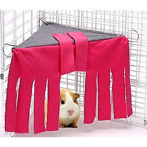 Hamster Hammock 2 Pieces Dutch Pig Rabbit Hedgehog Fringe Corner House shelter Tent nest Small pet shelter (Green)