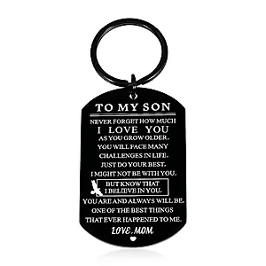 Teen Boys Gift Ideas Son Gifts from Mom Inspirational Keychain for Him Son-in-Law Stepson Birthday Christmas Stocking Stuffers for Teens Valentines Day Gifts for Kids Graduation Gifts Back to School