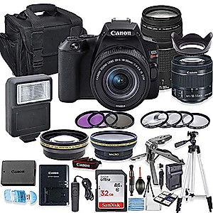 Canon EOS Rebel SL3 DSLR Camera Bundle with Canon EF-S 18-55mm STM Lens & EF 75-300mm III Lens + 32GB Sandisk Memory + Camera Case + Digital Flash + Accessory Bundle (Renewed)