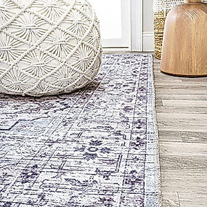 JONATHAN Y WSH102A-3 Didim Boho Gray Medallion Machine Washable Indoor Bohemian Transitional Area Rug,High Traffic,Kitchen,Living Room,Backyard,Non Shedding,3 X 5,Gray/Purple