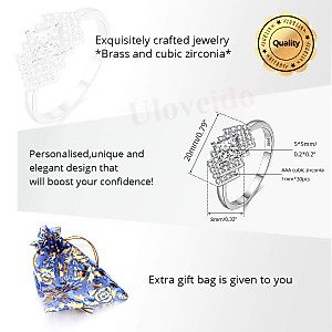 Uloveido Princess Cut Lab Created Diamond Wedding Engagement Ring Square CZ Rings Anniversary Party Prom Gifts (Size 9) WX015