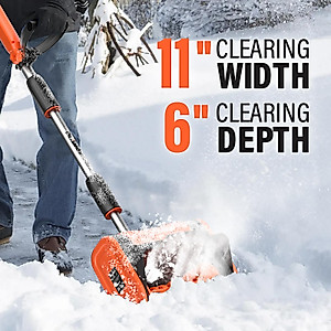 MAXLANDER Cordless Snow Shovel, 20V 11-Inch Electric Battery Snow Blower with Adjustable Handle (4.0Ah Battery, Charger and Cover Included)