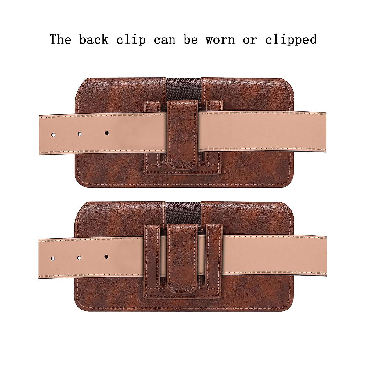 Cell Phone Holster Belt Clip Case Belt Loop Pouch Holder for Samsung Galaxy S23 Ultra S22 Ultra S21 Plus S20 FE Note 20 A54 A03/ Google Pixel 6 7 Pro/Moto G Power 5G iPhone 14 Plus/TCL 30 SE (Brown)