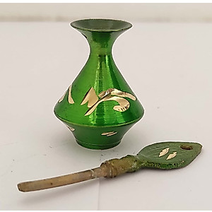 Sharvgun Islamic Brass Surmadani Antique Bottle Hand Pot Women Eyeliner Kajal Holder Heart Shape Case Vintage Wedding Party with Surma-2.5 Inch