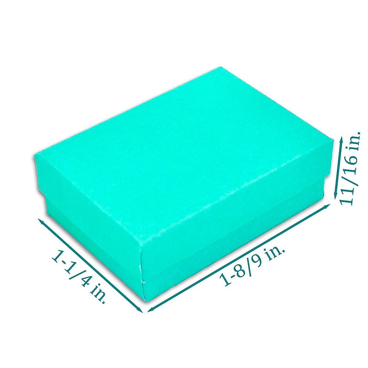 TheDisplayGuys - 100-Pack #10 Cotton Filled Cardboard Paper Jewelry Box Gift Case - Teal Green (1 15/16" x 1 1/4" x 11/16")