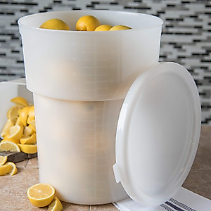 Carlisle FoodService Products Bain Marie Round Food Storage Container with Stackable Design for Catering, Kitchen, Restaurant, Plastic, 22 Quarts, White, (Pack of 6)