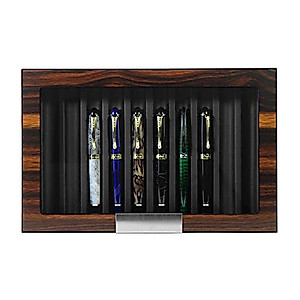 Lifomenz Co Wood Pen Display Box 10 Pen Organizer Box,Glass Pen Display Case Storage Box with Lid,Top Glass Window Pen Collection Display Case