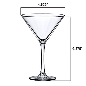 Amazing Abby - Vesper - 10-Ounce Plastic Martini Glasses (Set of 6), Plastic Cocktail Glasses, Reusable, BPA-Free, Shatter-Proof, Dishwasher-Safe, Perfect for Poolside, Outdoors, Camping, and More