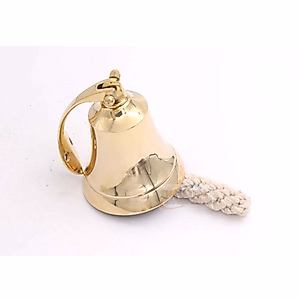 3" Solid Old Antique Brass Bell Quality Marine Wall Mounted Nautical Ship Hanging Bell Perfect for Dinner, Indoor, Outdoor, School, Bar, Reception, Last Order & Church by The Metal Magician