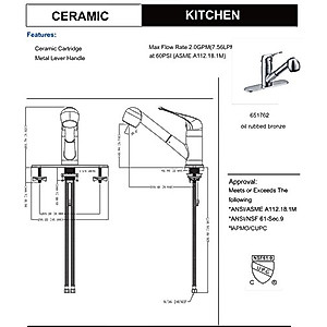 Designers Impressions 651762 Oil Rubbed Bronze Single Handle Kitchen Faucet - Kitchen Sink Faucet with Pull-Out Sprayer