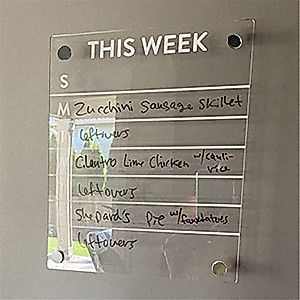 Magnetic Notepad - Acrylic Clear Weekly Meal Planner Board Resuable Dry Erase Board Week Calendar Refrigerator(Magnet)