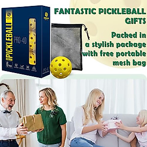 SHALLWE Pickleball Balls, Outdoor Pickleball Balls 6/12 Pack, Meets USAPA Standards Pickleball Outside 40 Holes, Yellow Pickle Balls with Portable Mesh Bag