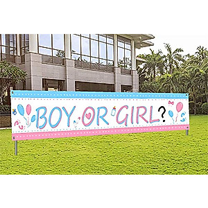 Large Boy or Girl Yard Sign Banner Gender Reveal Party Decorations Hanging Banner Party Supplies for Outdoor Birthday Party Decorations
