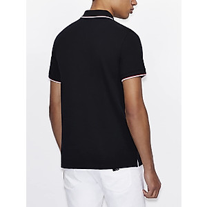 A|X ARMANI EXCHANGE mens Short Sleeve Jersey Knit Polo Shirt, Navy Blue, Medium US