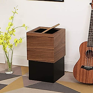 PIPONS Garbage Bin for Bathroom Rubbish Recycle Bins 12Liter/3.17 Gallon Solid Wooden Trash Can Retro Semi Open for Kitchens,Home Bedroom Living Room Trash Can Wastebasket