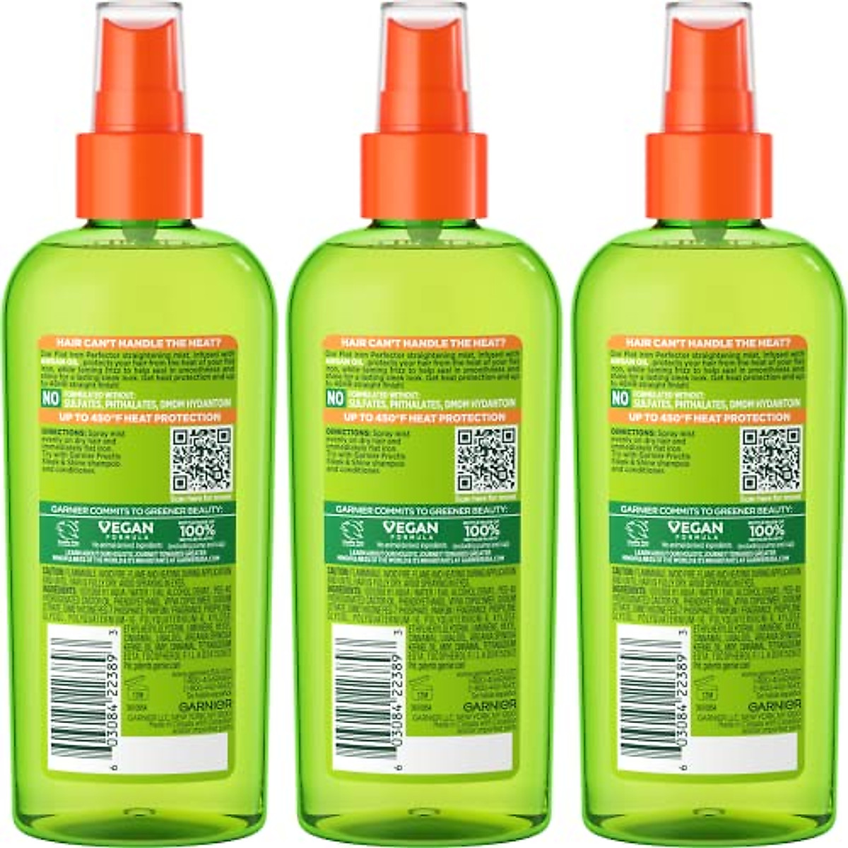 Garnier Fructis Style Flat Iron Perfector Straightening Mist for Heat Protection, Argan Oil, 6.0 Fl Oz, 3 Count (Packaging May Vary)
