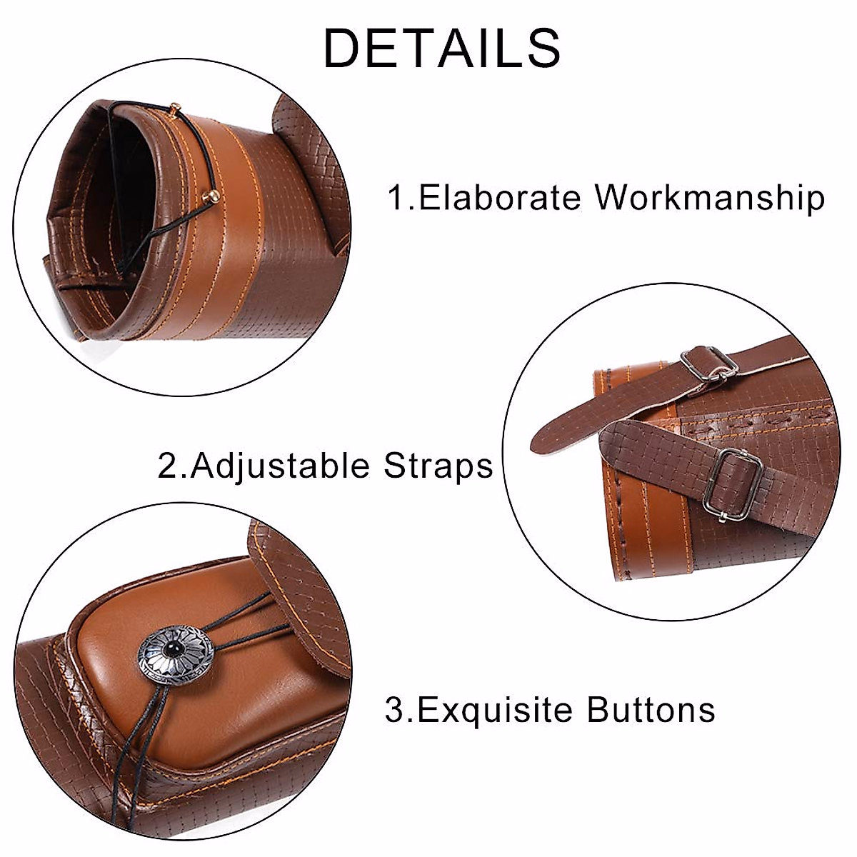 TOPARCHERY Traditional Shoulder Back Quiver Bow Leather Arrow Holder with Large Pouch Handmade Straps Belt Bag Brown