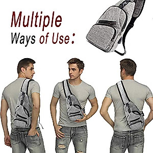 Sling Bag - Shoulder Backpack Chest Bags Crossbody Daypack for Women & Men with USB Charging Port for Travel/Hiking/Outdoor Sport (S-Grey)
