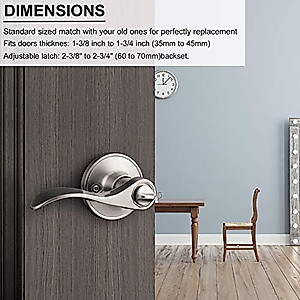 Knobonly 10 Pack Satin Nickel Door Lever Privacy Door Handles, Stainless Steel Door Handle Interior, Keyless Lock for Bedroom or Bathroom