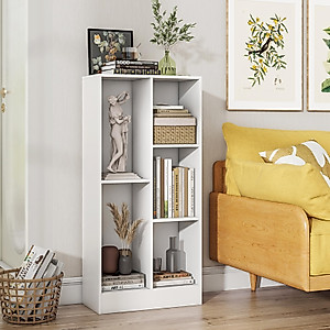 Costzon 5-Cube Kids Bookshelf, 41” Tall Wooden Toy Storage Organizer for Books Toys, Montessori Toy Shelf, 3-Tier Storage Cabinet, Bookcase for Kids Room, Playroom, Nursery, Classroom (White)