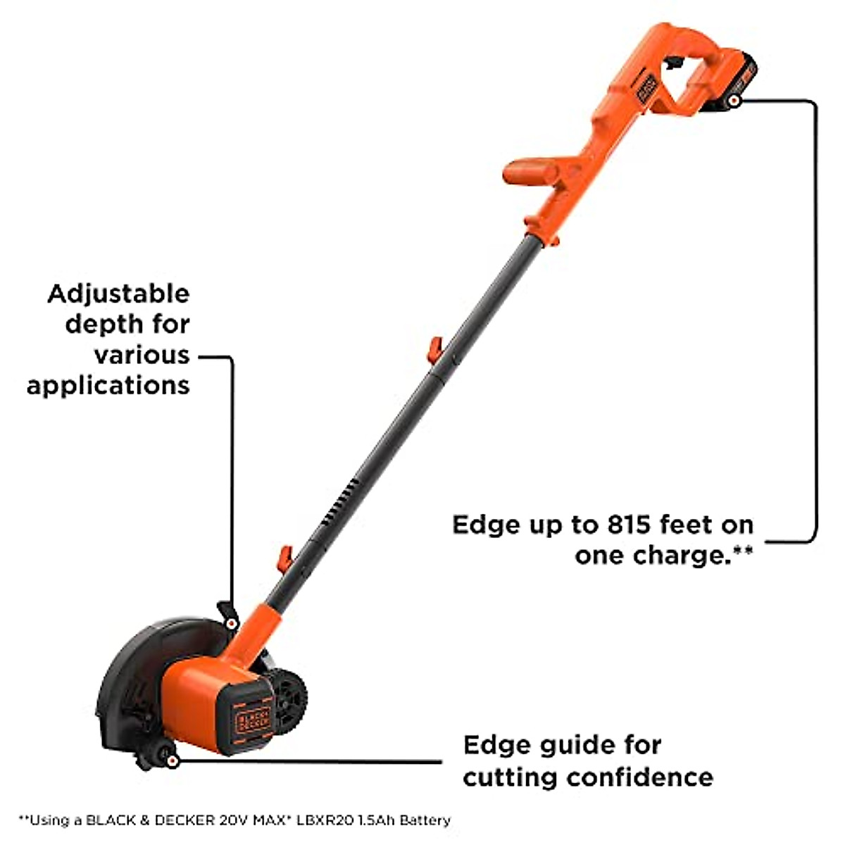 BLACK+DECKER 20V MAX Cordless Edger Lawn Kit, 1.5 Ah Battery & Charger Included (BCED400C1)
